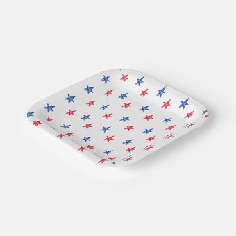 Patriotic red white blue hand drawn stars cute paper plates | Zazzle