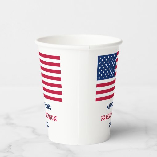 Patriotic Red White Blue USA American Flag Paper Cups | Zazzle
