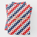 Patriotic Red, White & Blue USA Flag Patterns Wrapping Paper Sheets ...