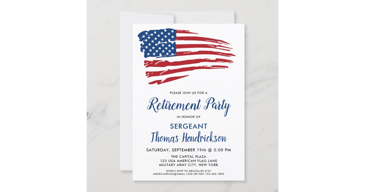 Patriotic Retirement Party USA American Flag Invitation | Zazzle.com