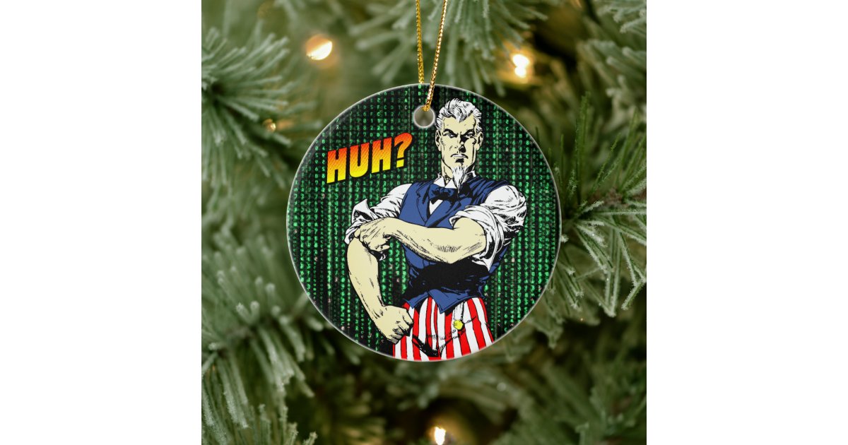 Patriotic Retro Whimsy: Uncle Sam's Roll-Up Sleeve Ceramic Ornament ...