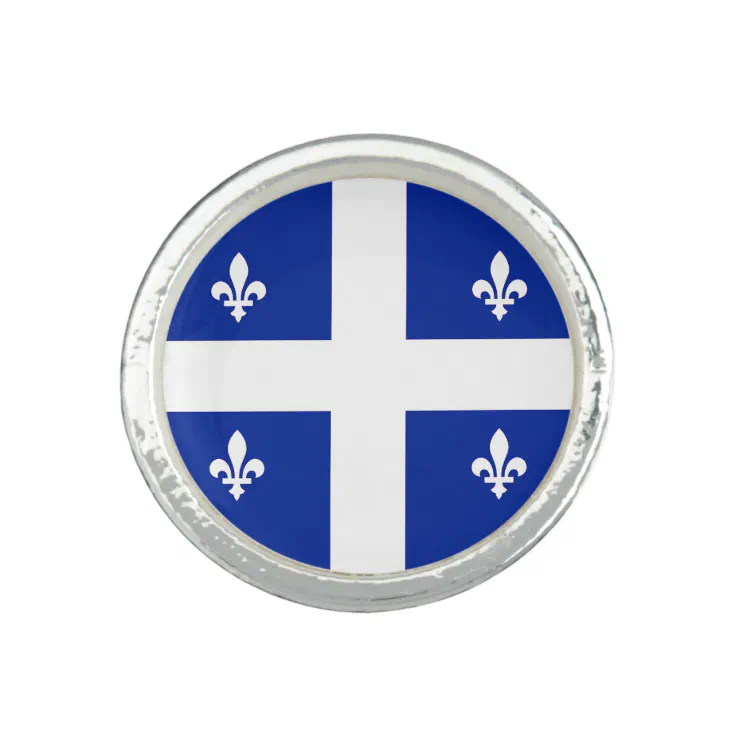 Patriotic ring with Flag of Quebec, Canada | Zazzle