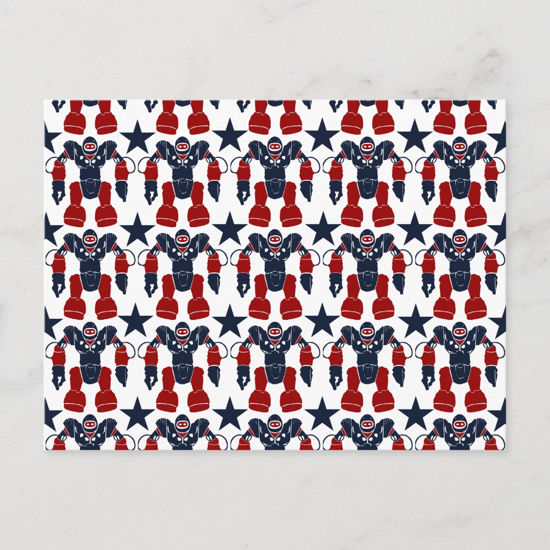 Patriotic Robot Soldier Red White Blue Stars USA Postcard | Zazzle