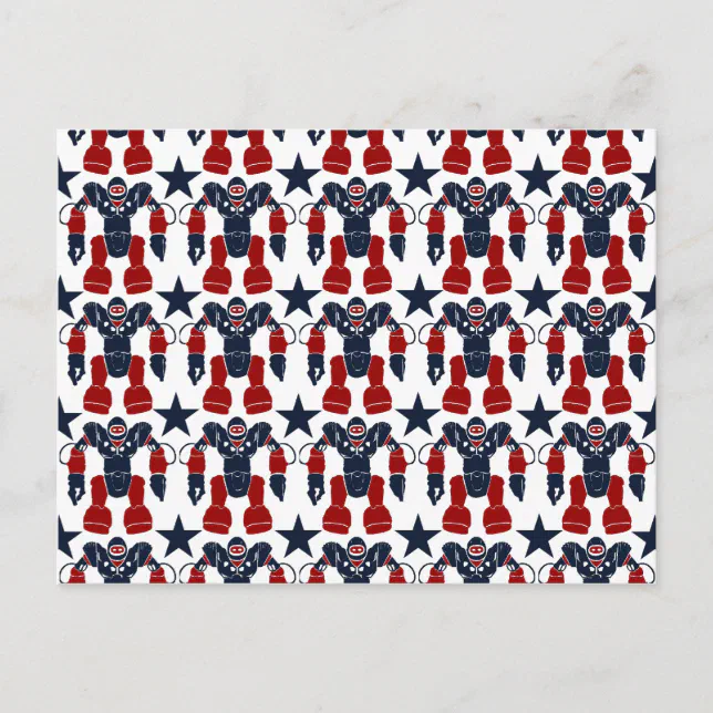Patriotic Robot Soldier Red White Blue Stars USA Postcard | Zazzle