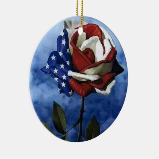 Patriotic Rose Ceramic Ornament | Zazzle