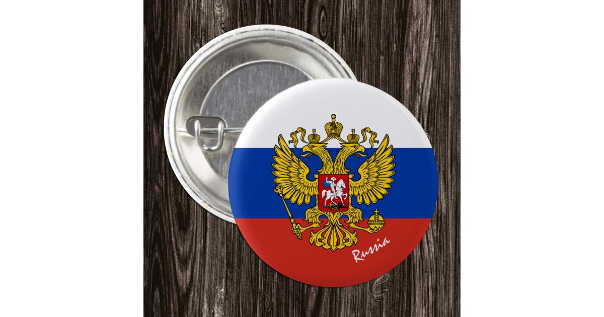 Patriotic Russia button, Emblem, Russian Flag Button | Zazzle