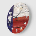 Patriotic Rustic Texas Flag on wood texture Large Clock | Zazzle