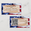Patriotic Rustic Wood USA American Flag QR Code Business Card | Zazzle