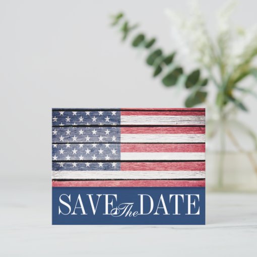 Patriotic Save the Date Postcard Invitation | Zazzle