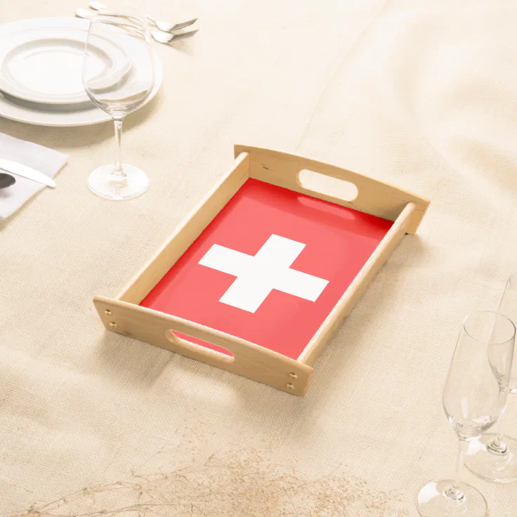 Patriotic serving tray with Flag of Switzerland | Zazzle