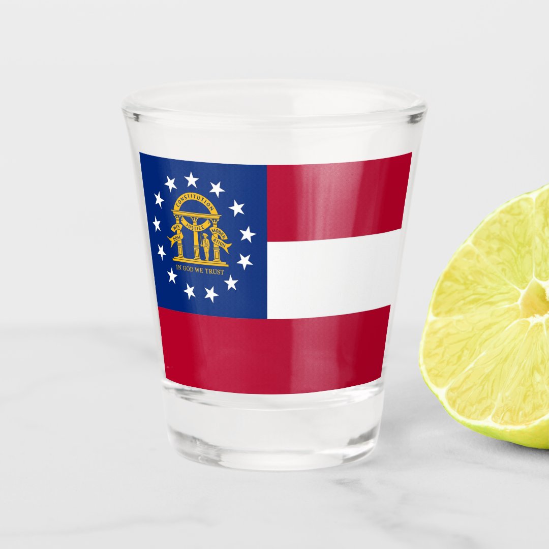 Patriotic shot glass with flag of Georgia | Zazzle