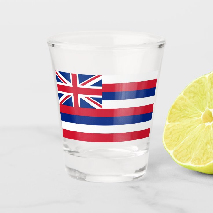Patriotic shot glass with flag of Hawaii, USA | Zazzle