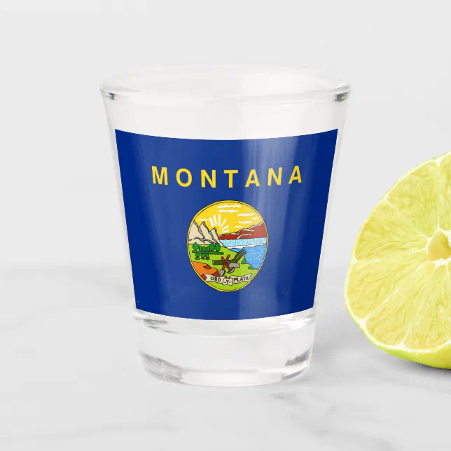 Patriotic shot glass with flag of Montana | Zazzle