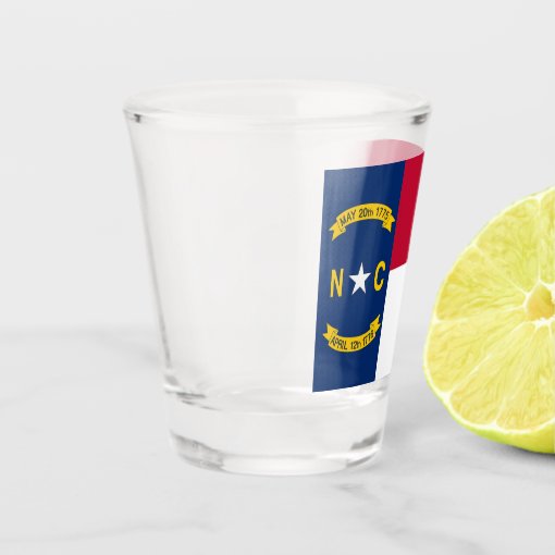 Patriotic shot glass with flag of North Carolina | Zazzle