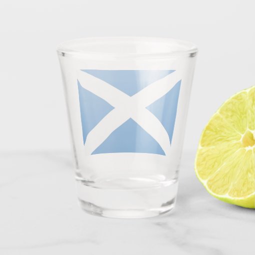 Patriotic shot glass with flag of Scotland | Zazzle