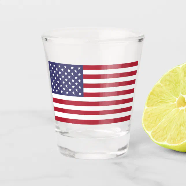 Patriotic shot glass with flag of USA | Zazzle
