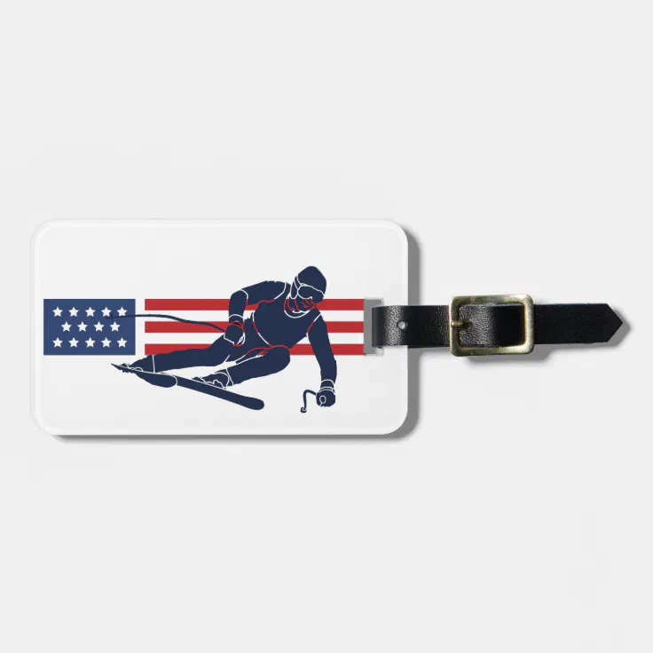 Patriotic Skiing Design Luggage Tag | Zazzle
