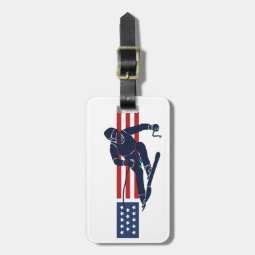 Patriotic Skiing Design Luggage Tag | Zazzle