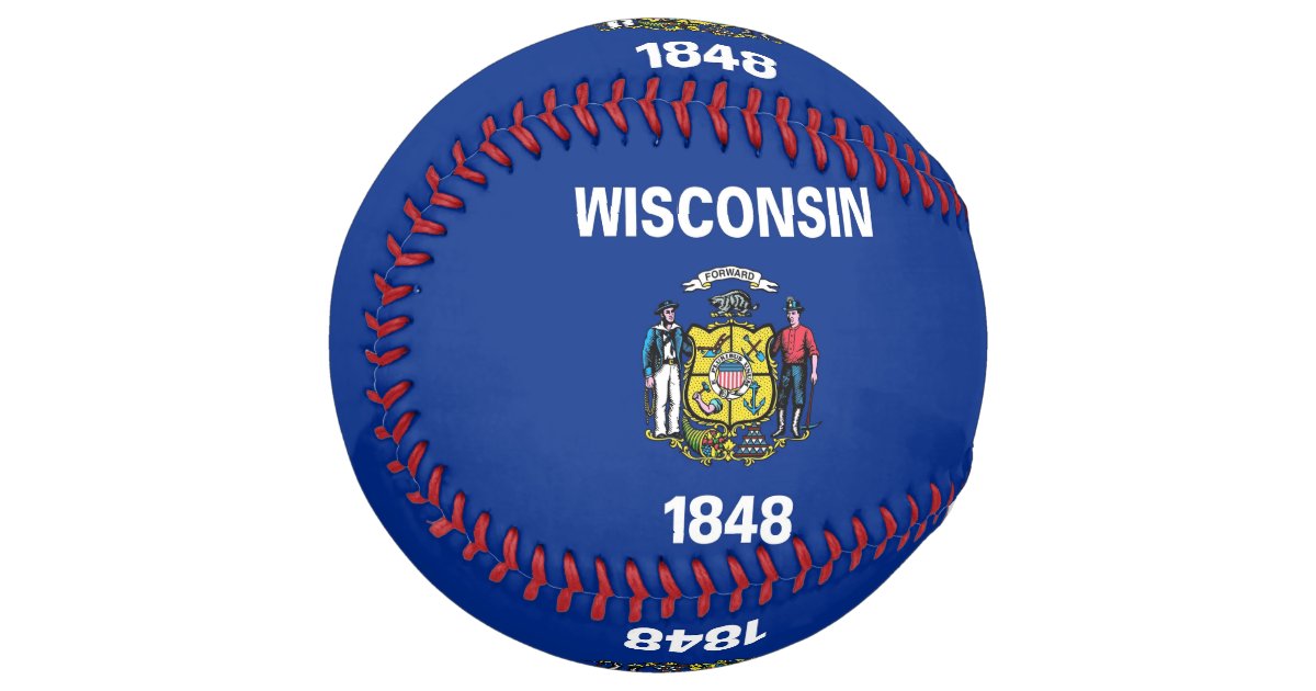 Patriotic Softball with flag of Wisconsin, USA | Zazzle