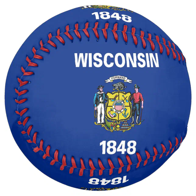 Patriotic Softball with flag of Wisconsin, USA | Zazzle