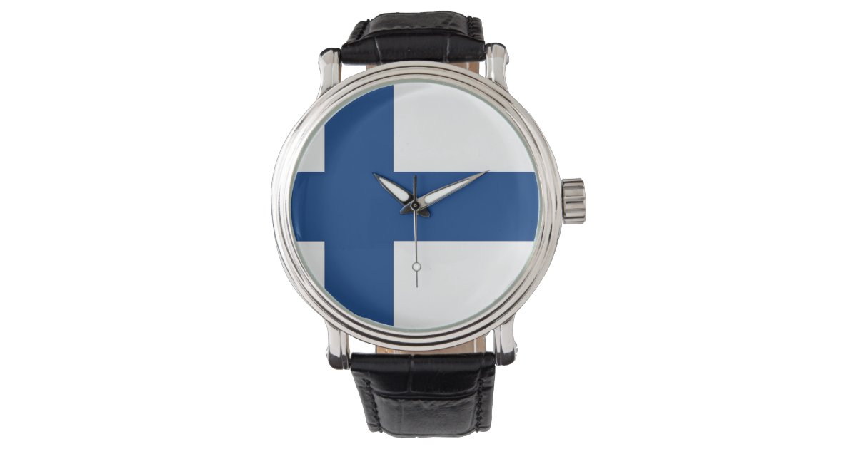 Patriotic, special watch with Flag of Finland | Zazzle
