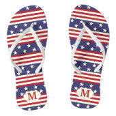 Patriotic Stars and Stripes American | Monogrammed Flip Flops | Zazzle