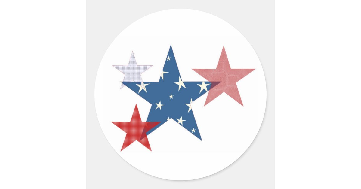 Patriotic Stars Classic Round Sticker | Zazzle