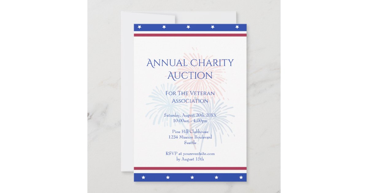 Patriotic Stars Corporate Event Charity Ball Event Invitation | Zazzle