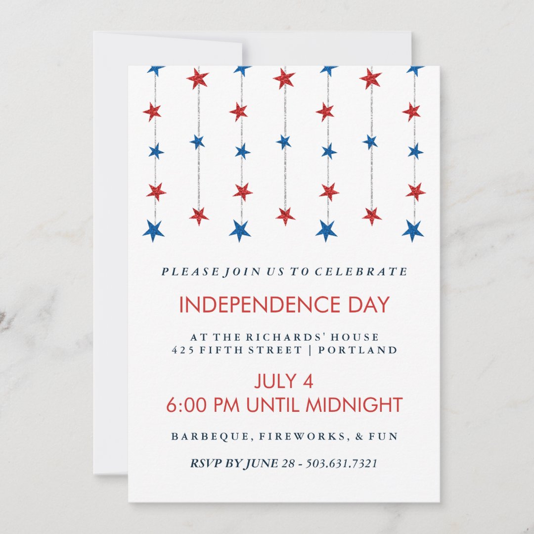 Patriotic Stars on Strings Independence Day Party Invitation | Zazzle
