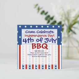 Patriotic Stars Stripes 4th of July Invitations | Zazzle