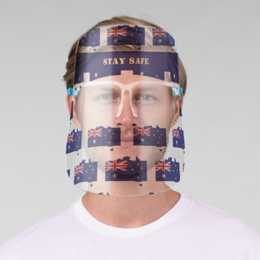 Patriotic Stay Safe AUSTRALIA FLAG Customizable Face Shield | Zazzle
