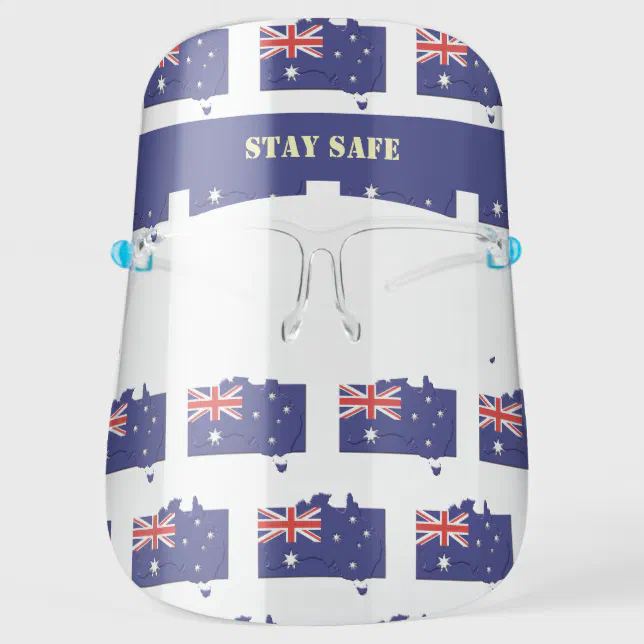 Patriotic Stay Safe AUSTRALIA FLAG Customizable Face Shield | Zazzle
