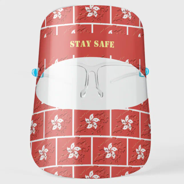 Patriotic Stay Safe HONG KONG FLAG Customizable Face Shield | Zazzle