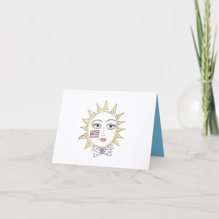 Patriotic Sun Thank You Card | Zazzle