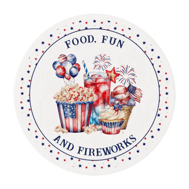 Patriotic Sweets & Fireworks 4th of July Party Edible Frosting Rounds ...