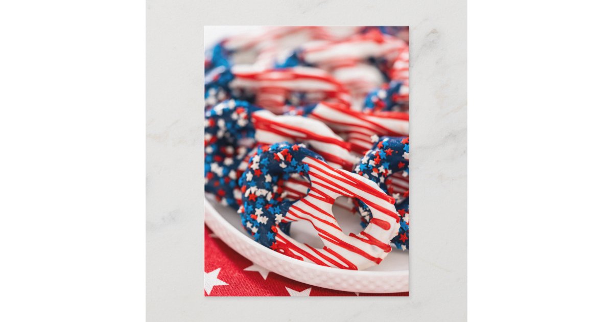 Patriotic sweets holiday postcard | Zazzle