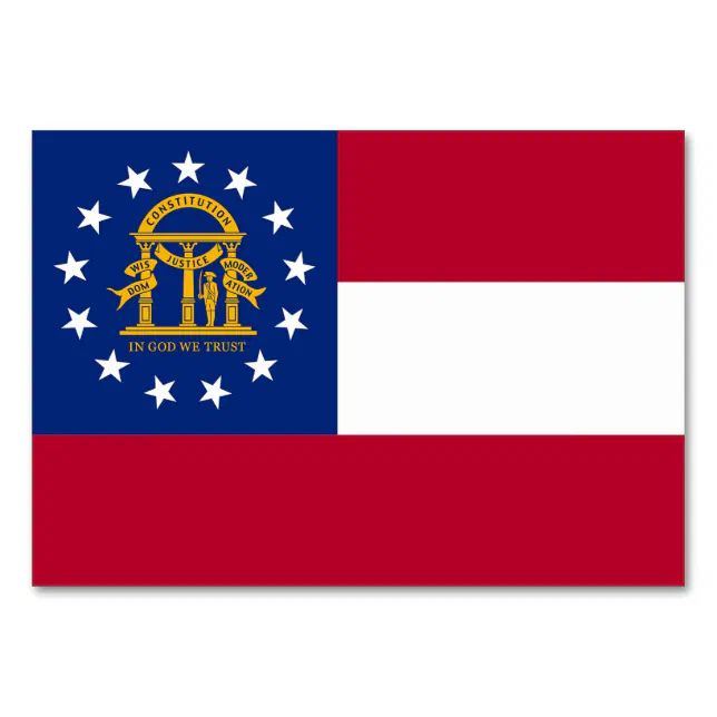 Patriotic table card with Flag of Georgia | Zazzle