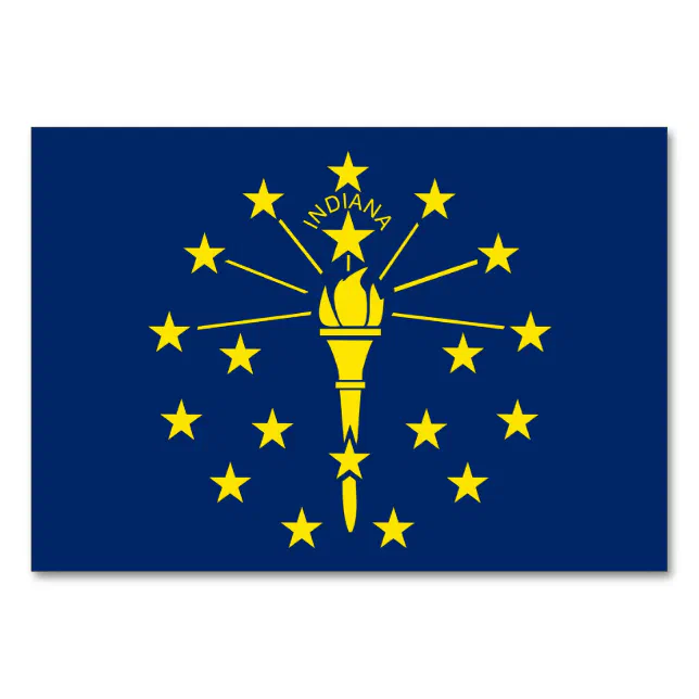 Patriotic table card with Flag of Indiana | Zazzle