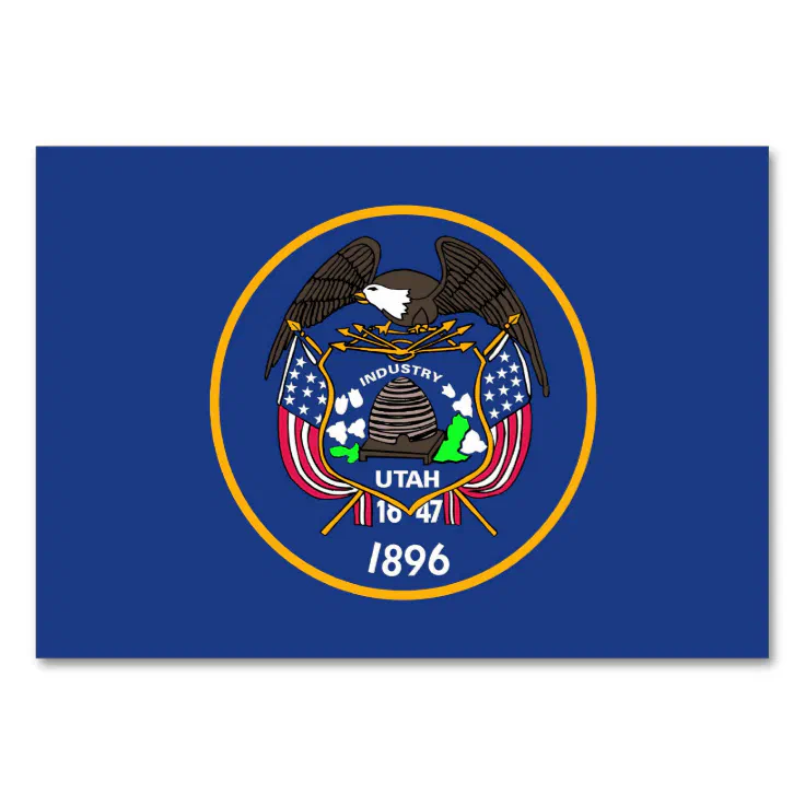 Patriotic table card with Flag of Utah | Zazzle