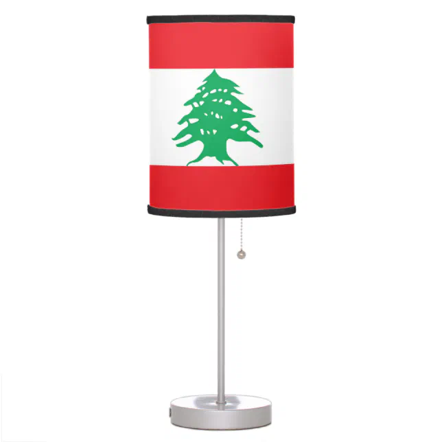 Patriotic table lamp with Flag of Lebanon | Zazzle