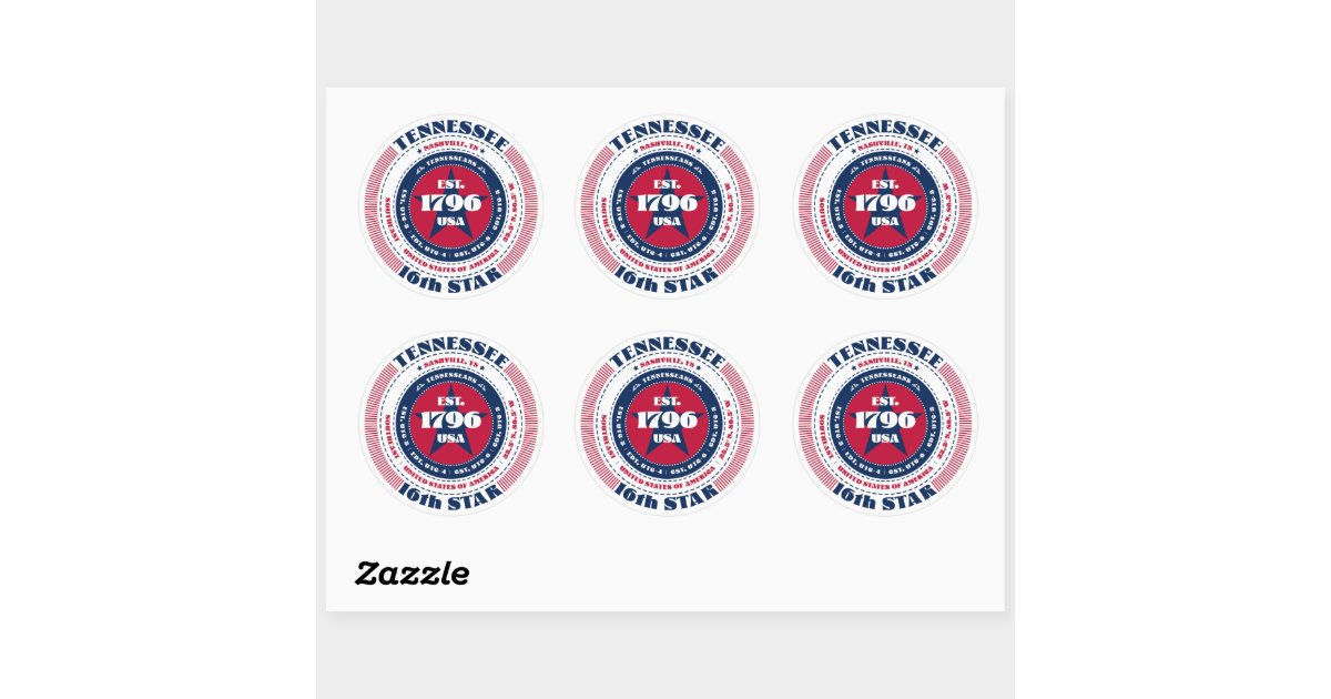 Patriotic Tennessee Circle Design Sticker | Zazzle