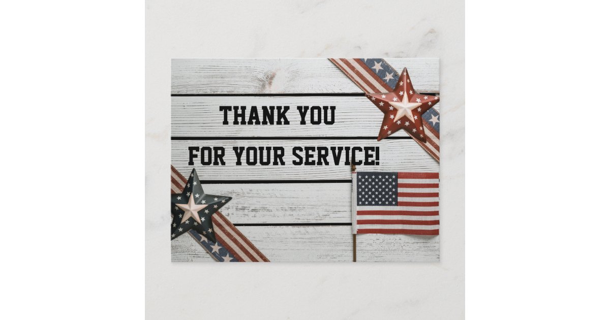 Patriotic Thank you for Serving Postcard | Zazzle