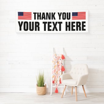 Patriotic Thank You sign banner with American flag | Zazzle