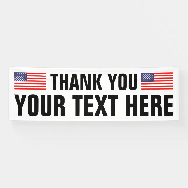 Patriotic Thank You sign banner with American flag | Zazzle