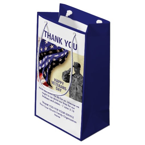 Patriotic Thank You VETERANS DAY Small Gift Bag | Zazzle