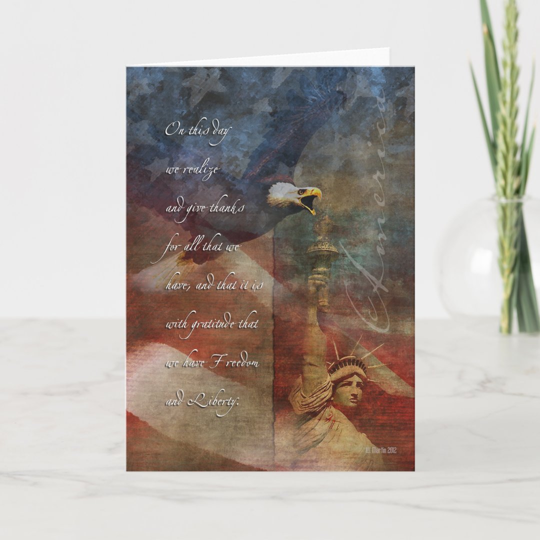 Patriotic Thanksgiving Card Bald Eagle | Zazzle