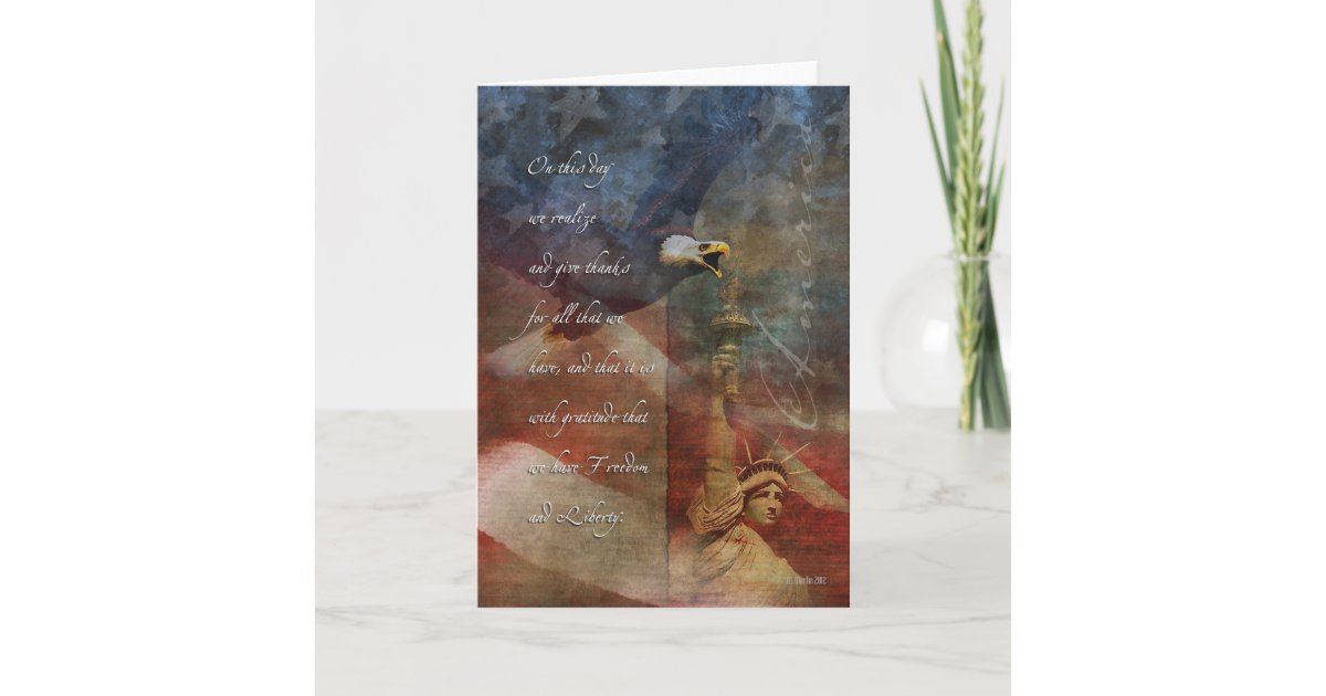Patriotic Thanksgiving Card Bald Eagle | Zazzle
