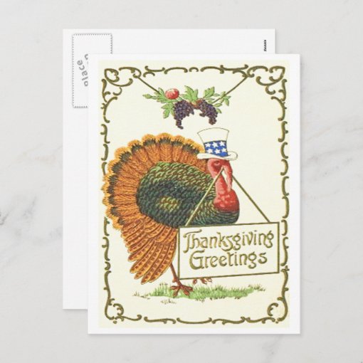 Patriotic Thanksgiving Holiday Postcard | Zazzle