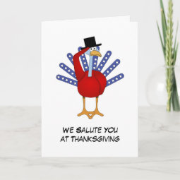 Patriotic Thanksgiving Turkey Saluting Holiday Card | Zazzle