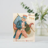 Patriotic Thanksgiving Uncle Sam Turkey US Flag Holiday Postcard | Zazzle